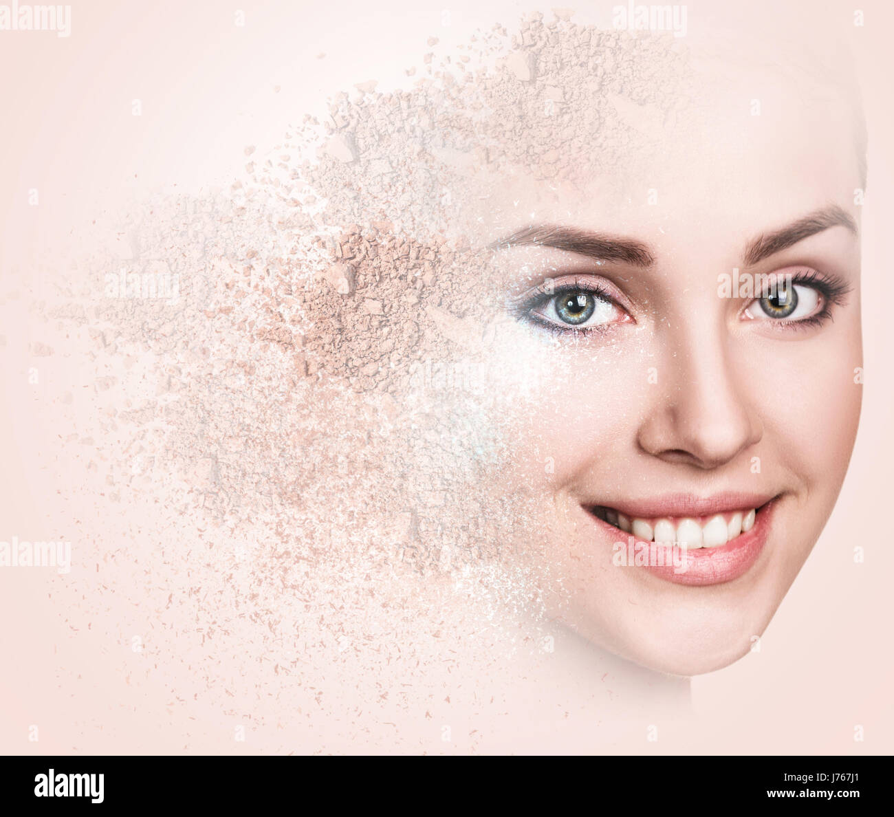 Woman face made from crumbly powder Stock Photo - Alamy