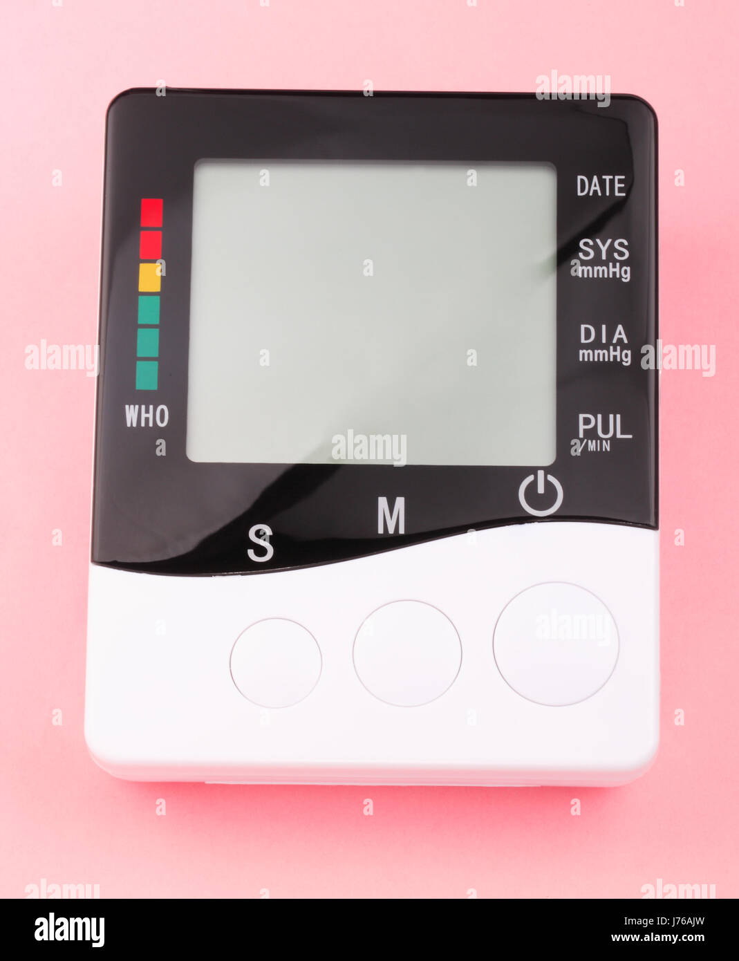 blood pressure monitor on pink background Stock Photo - Alamy