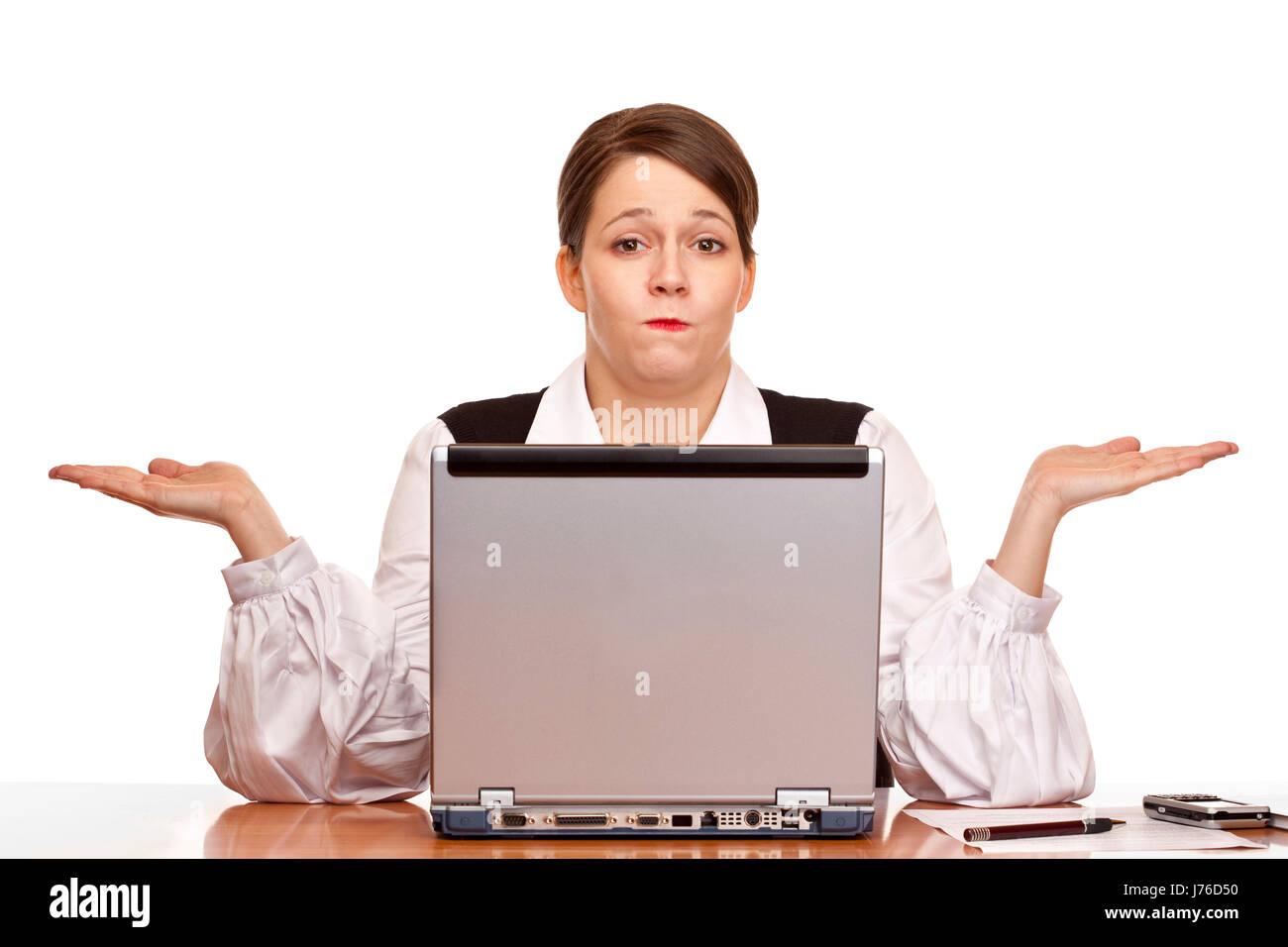 woman office problem helpless baffled manager work job labor woman ...