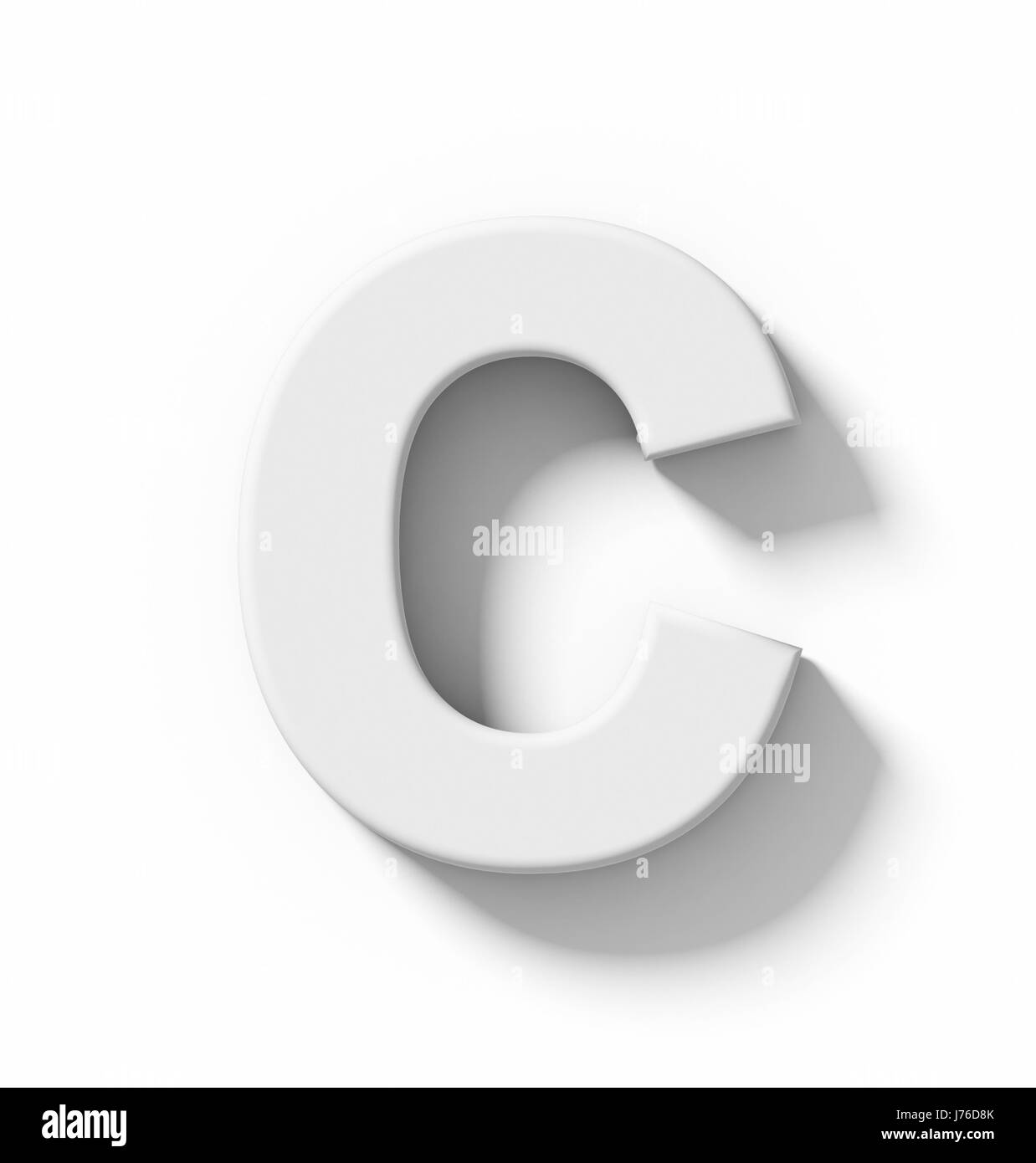 letter C 3D white isolated on white with shadow - orthogonal projection ...