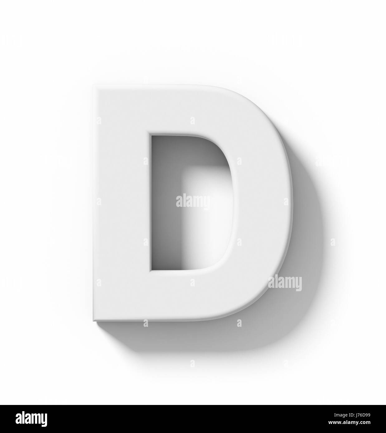 letter D 3D white isolated on white with shadow - orthogonal projection ...