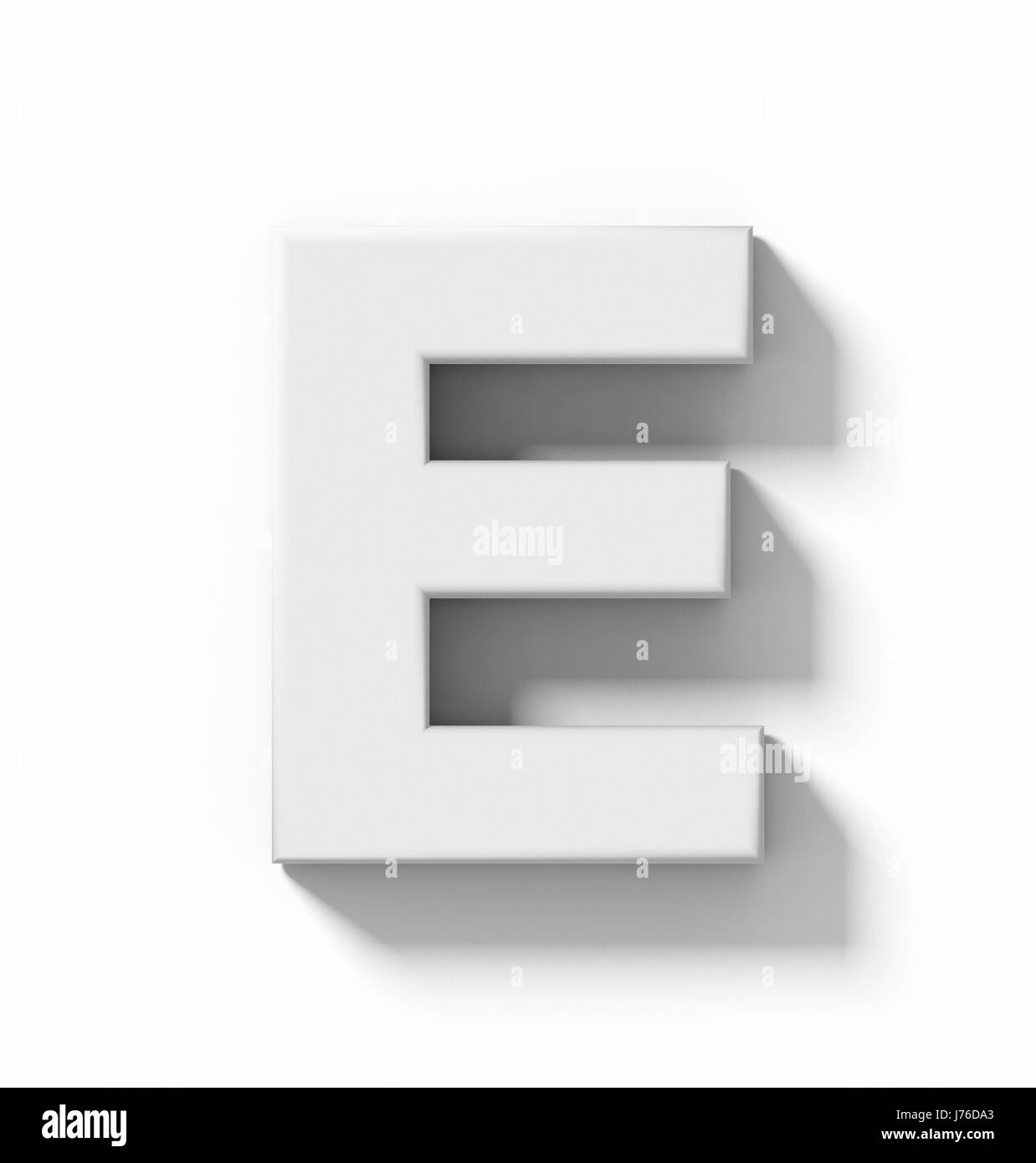 letter E 3D white isolated on white with shadow - orthogonal projection ...