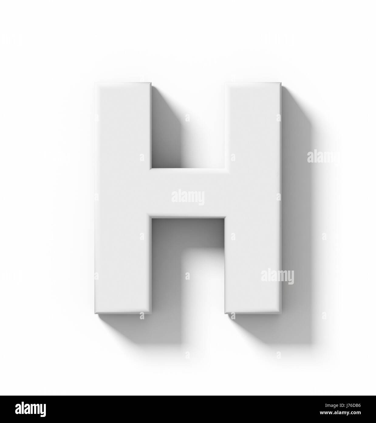 letter H 3D white isolated on white with shadow - orthogonal projection ...