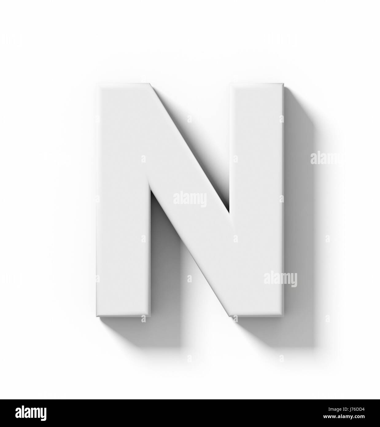 letter N 3D white isolated on white with shadow - orthogonal projection ...