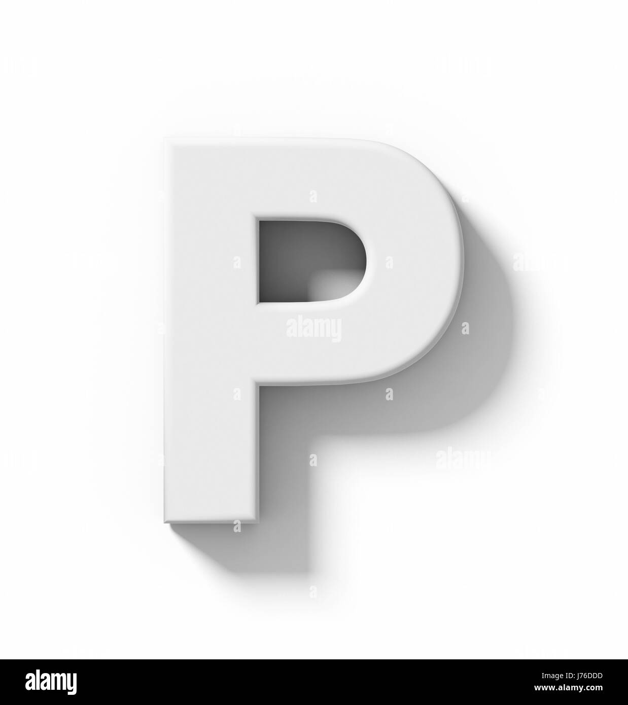 letter P 3D white isolated on white with shadow - orthogonal projection ...