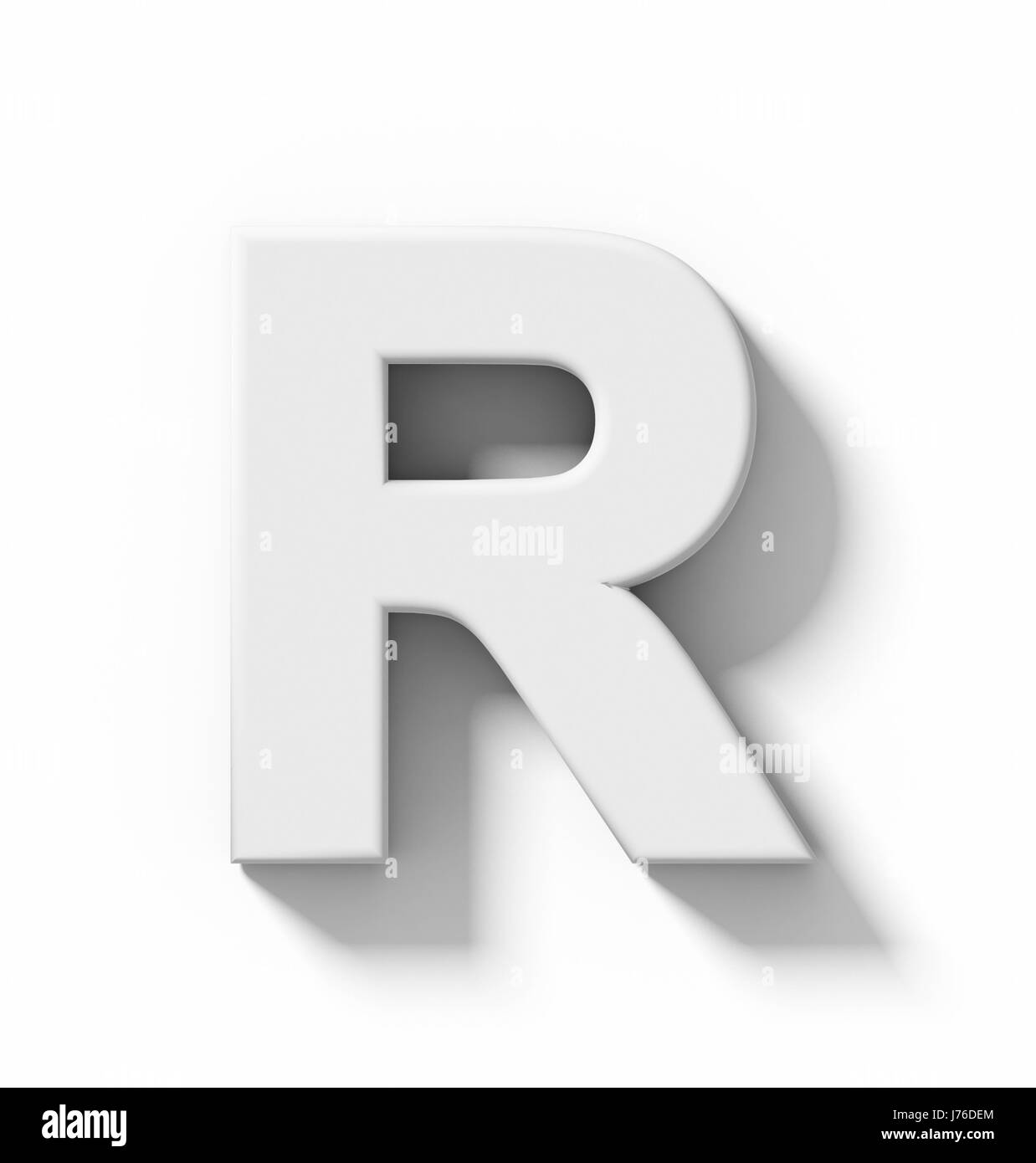 letter R 3D white isolated on white with shadow - orthogonal projection ...