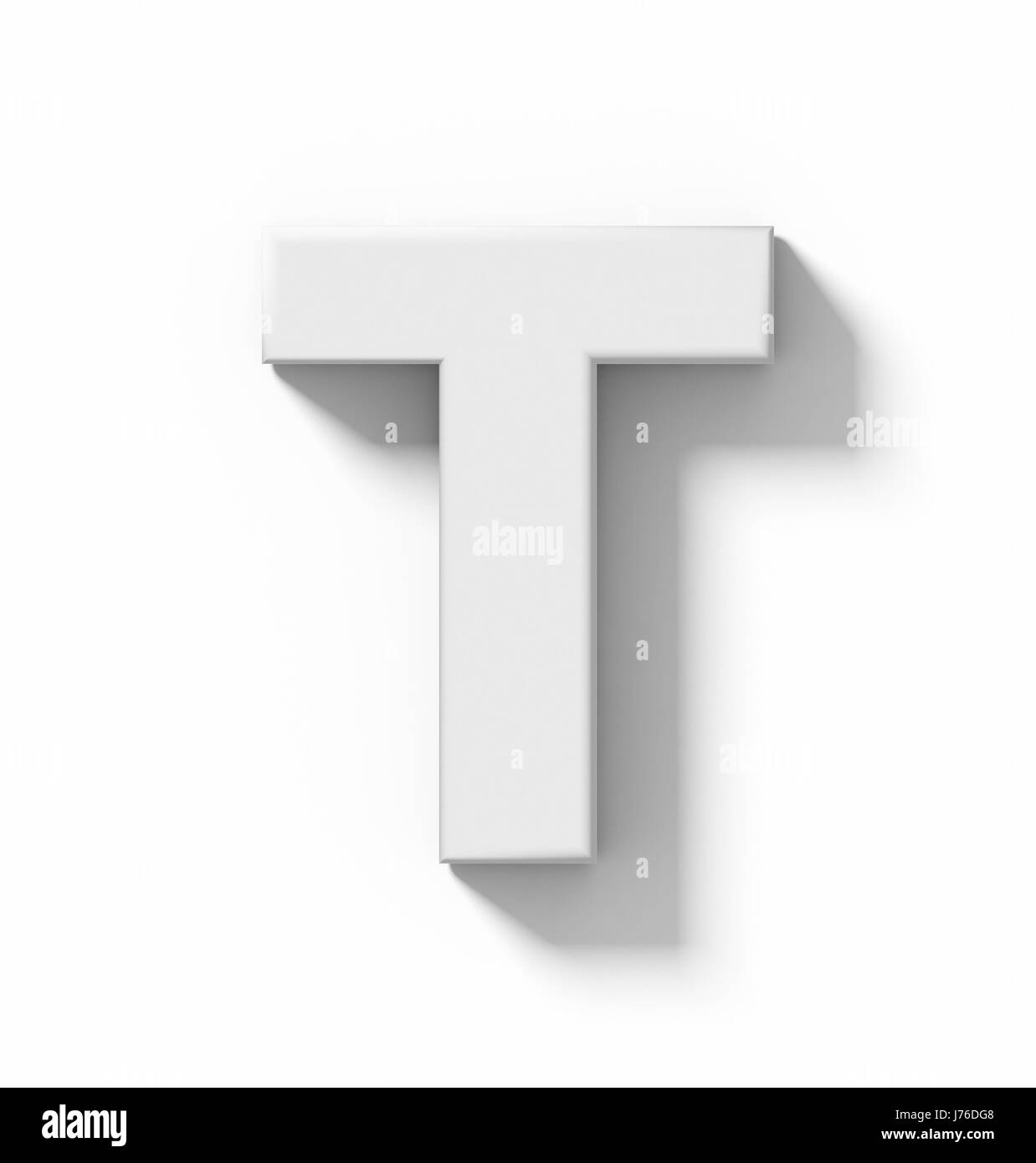 letter T 3D white isolated on white with shadow - orthogonal projection ...