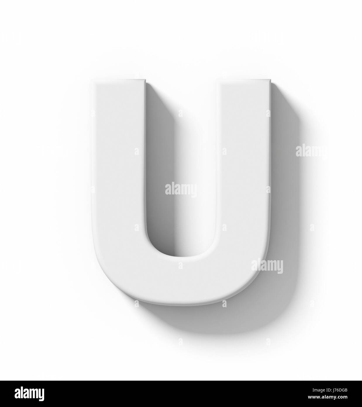 letter U 3D white isolated on white with shadow - orthogonal projection ...