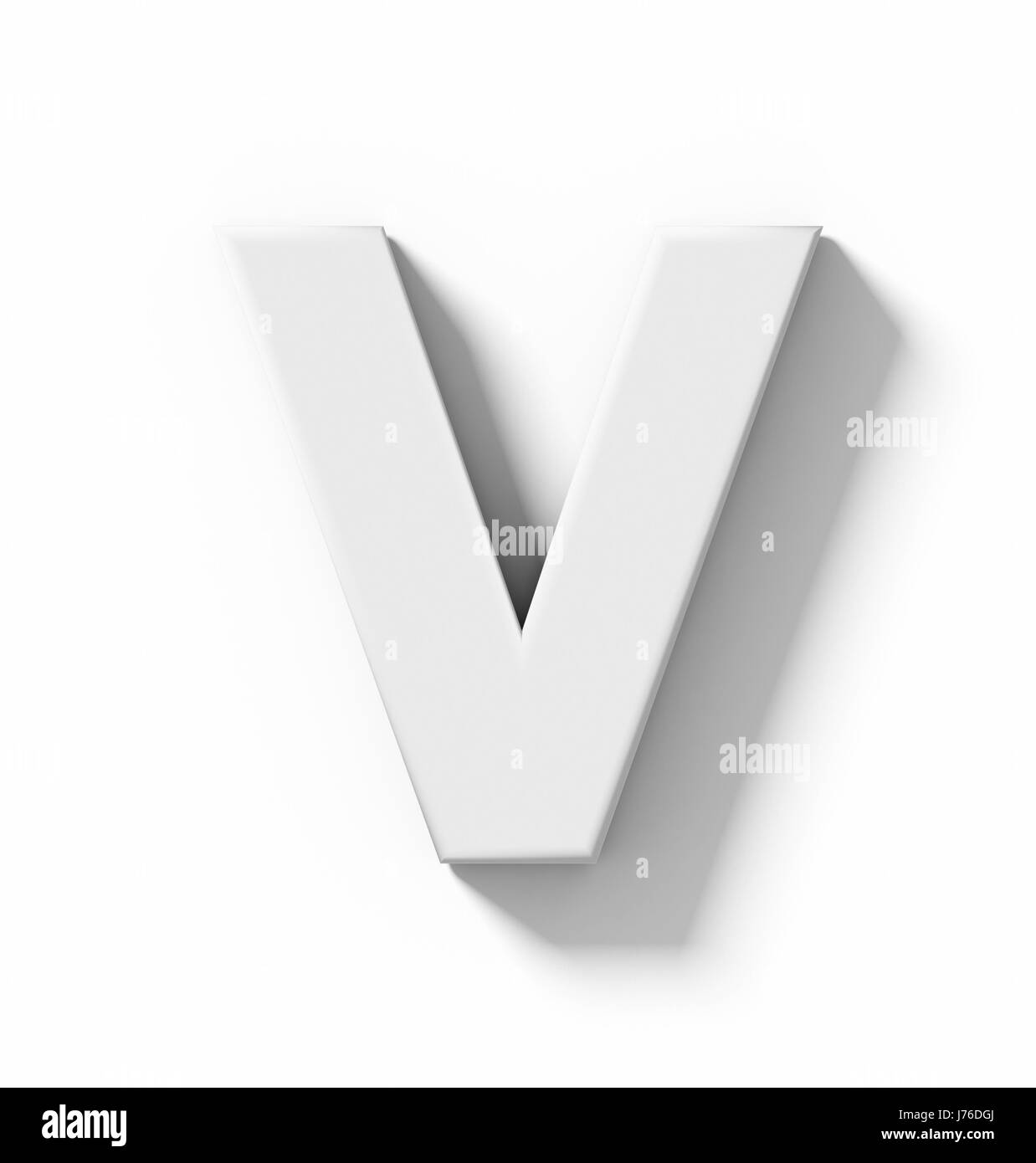 letter V 3D white isolated on white with shadow - orthogonal projection ...