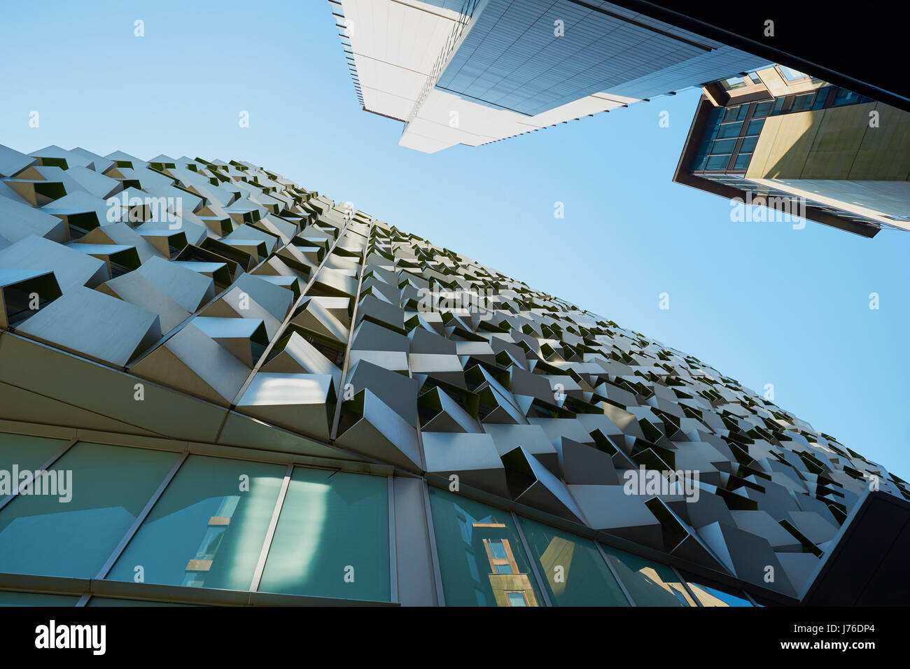 Contemporary modern futuristic architecture from below, Sheffield ...