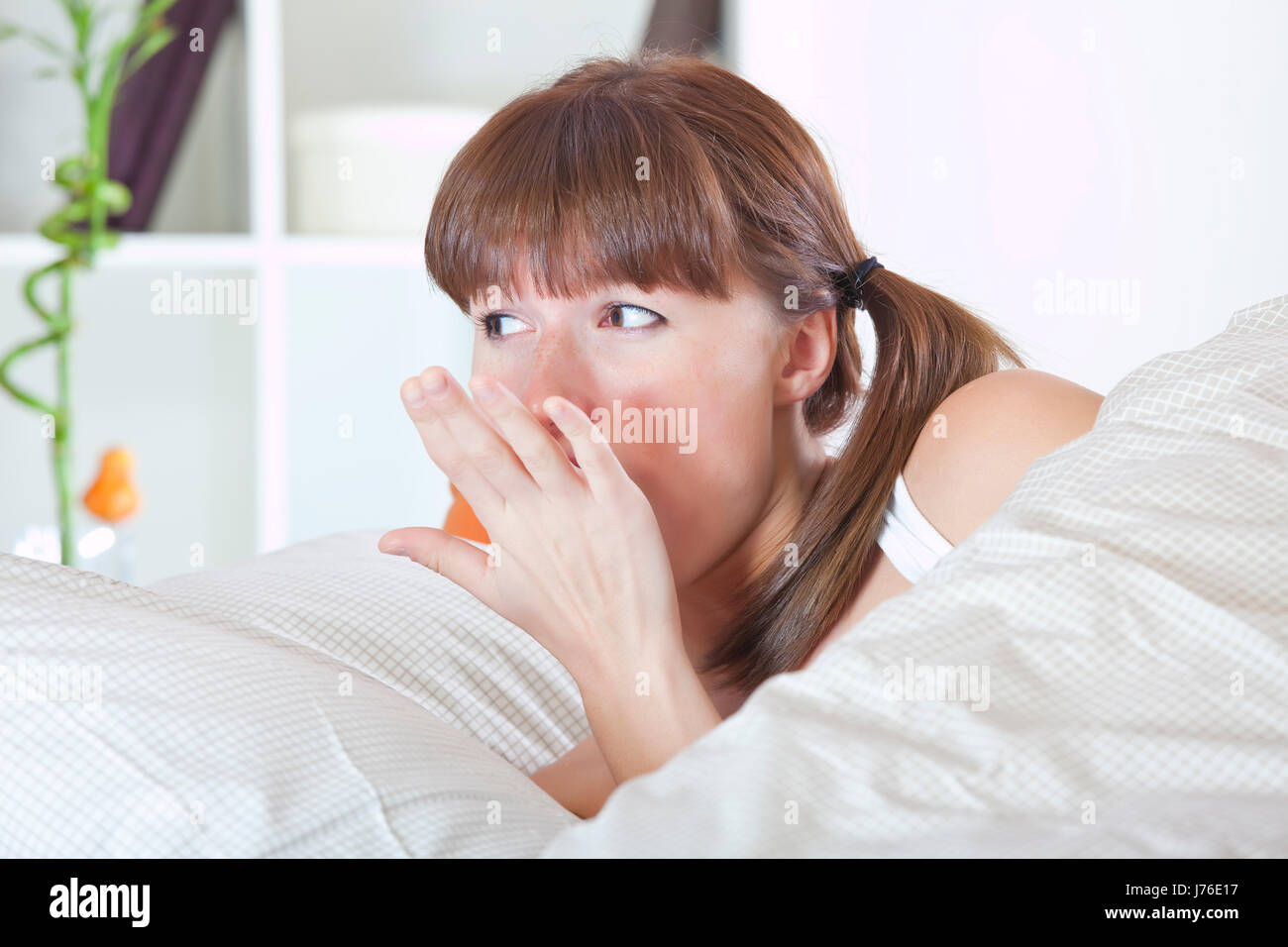 woman sleep sleeping bedroom facilitate ease resting relax recover ...