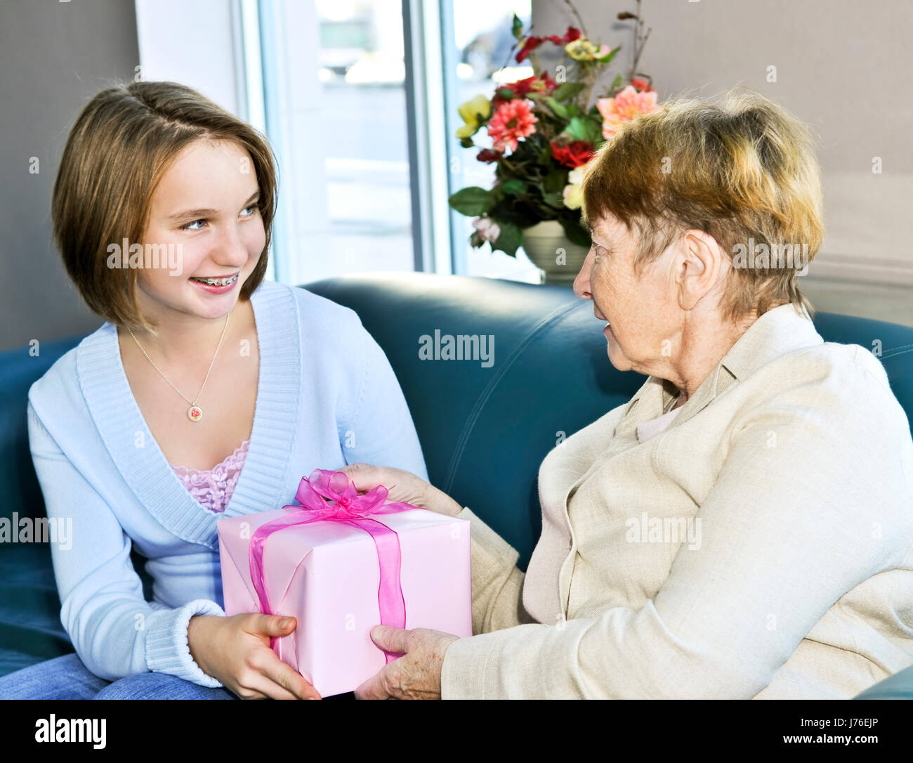present grandmother gift visit granddaughter imagining woman humans ...