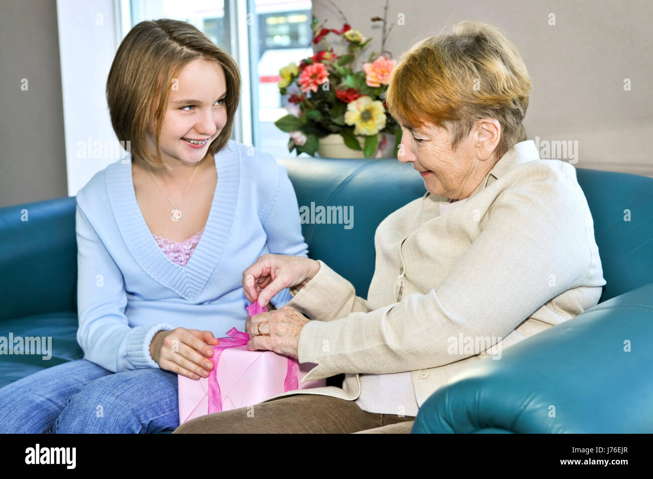 present grandmother gift visit granddaughter imagining woman humans ...