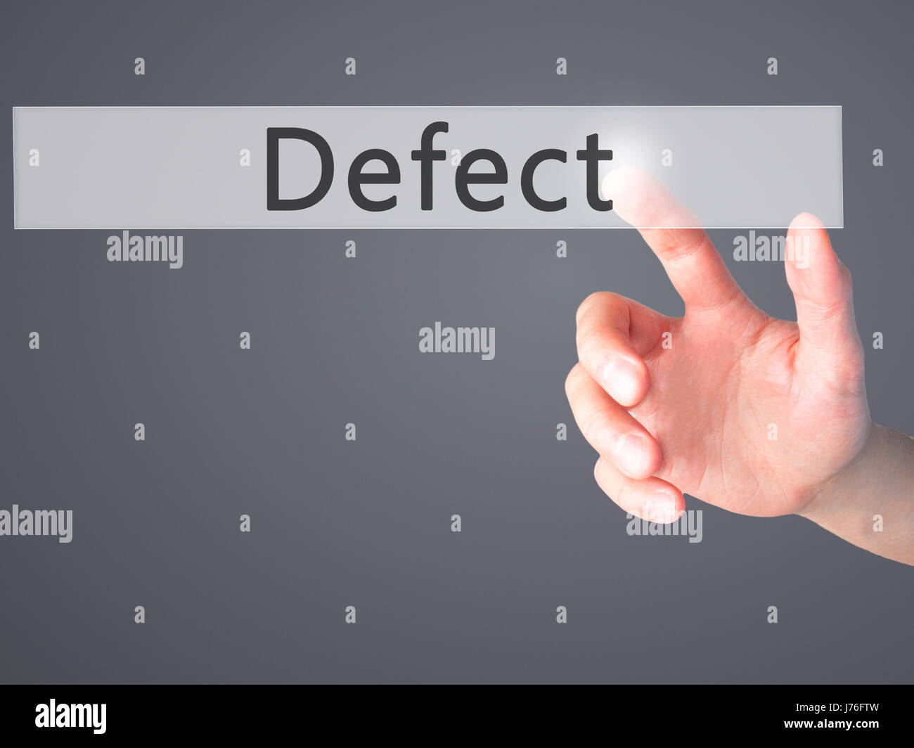 Defect - Hand pressing a button on blurred background concept ...