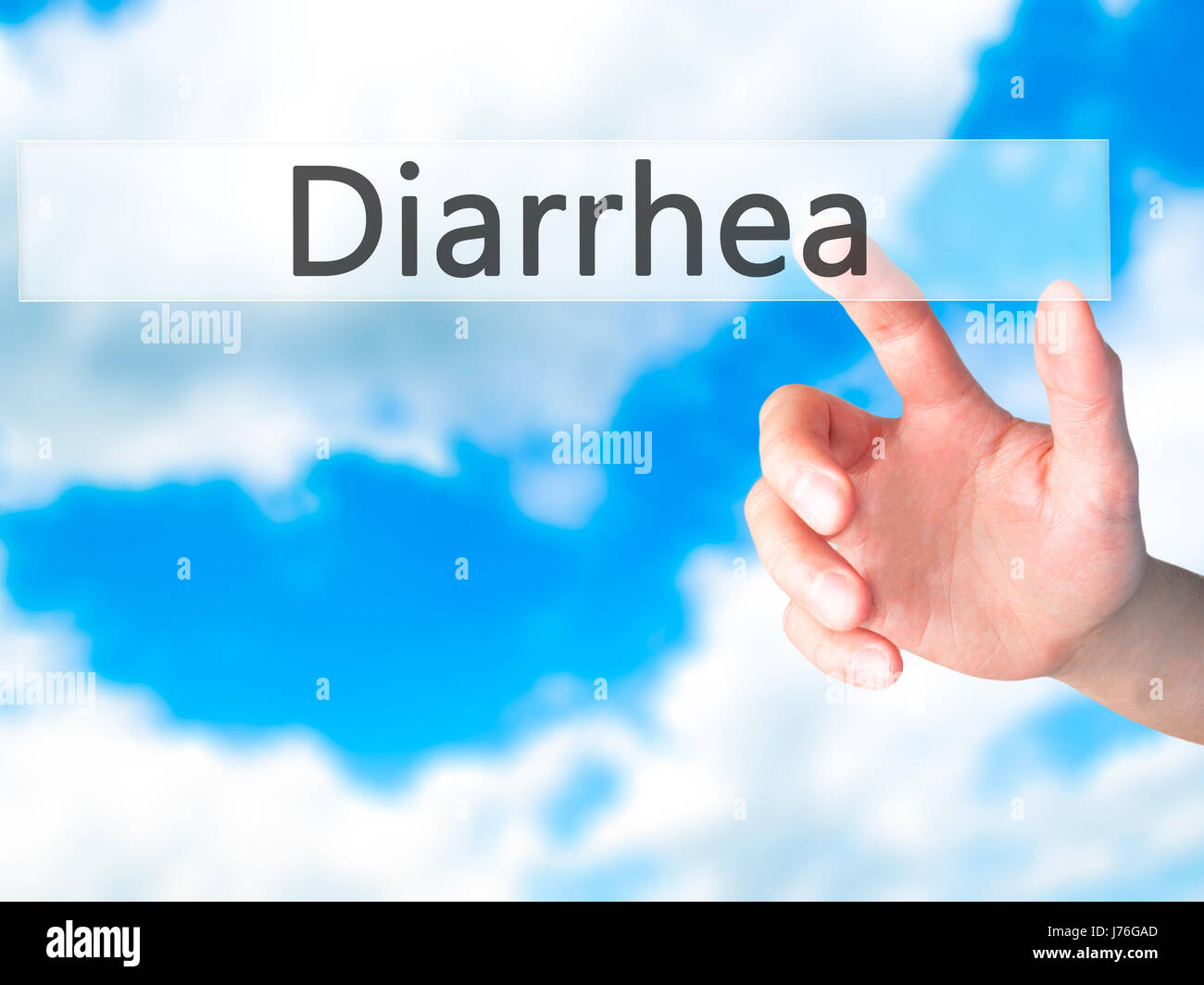 Diarrhea - Hand pressing a button on blurred background concept ...