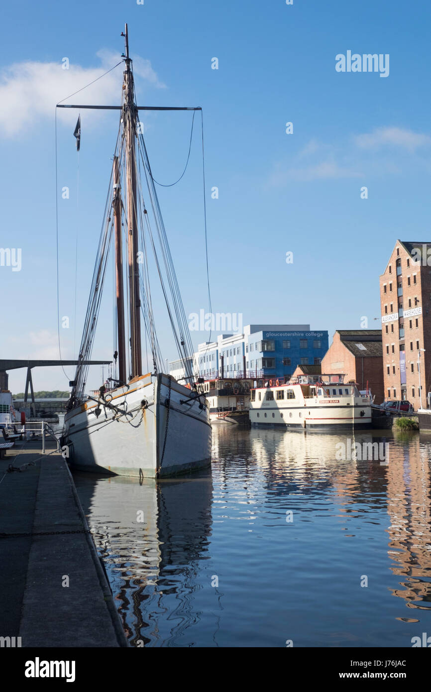 West Country ketch Irene in Gloucester docks for maintenance work Stock ...