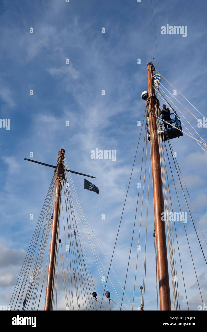 West Country ketch Irene in Gloucester docks for maintenance work Stock ...