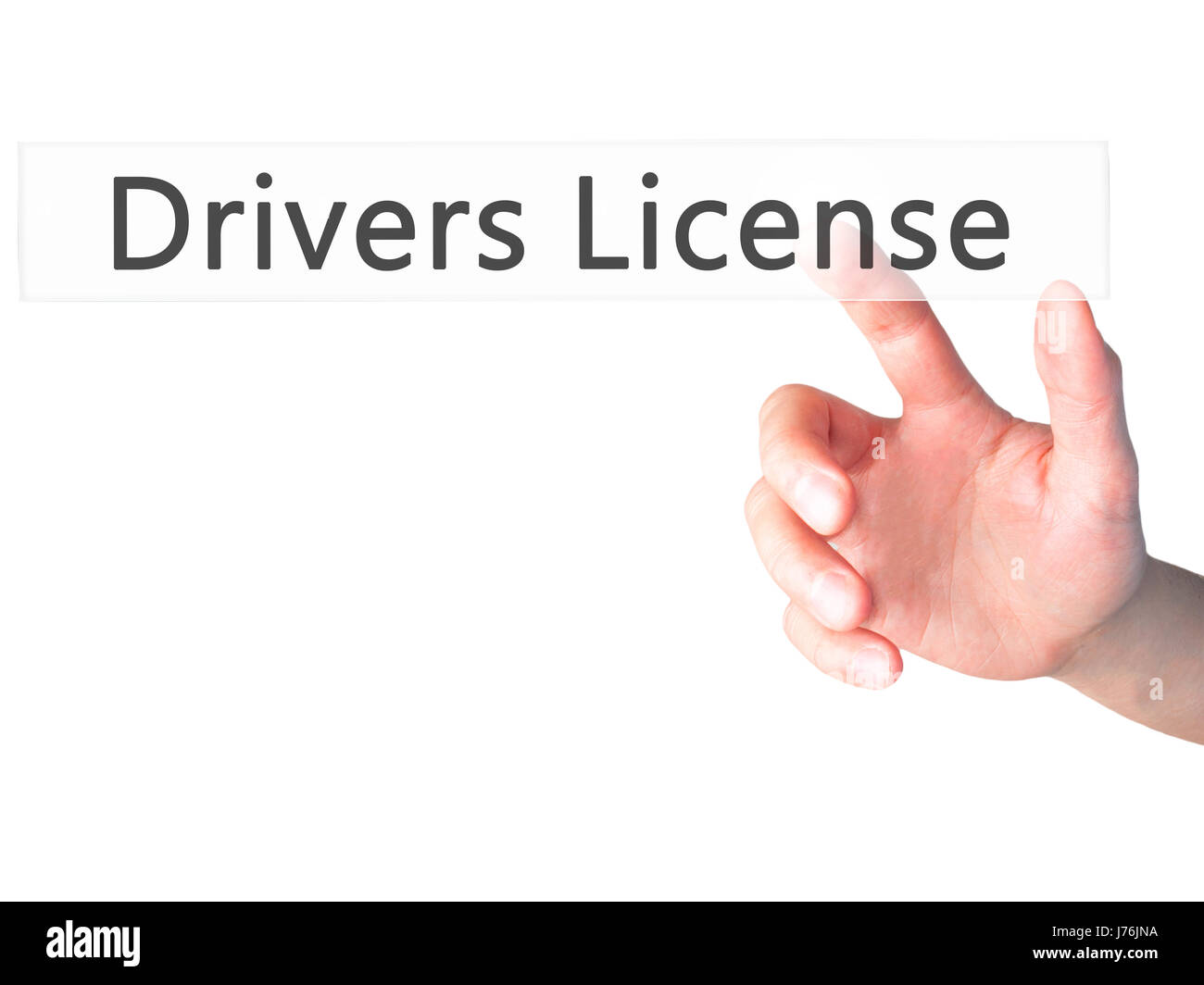 Drivers License - Hand pressing a button on blurred background concept ...