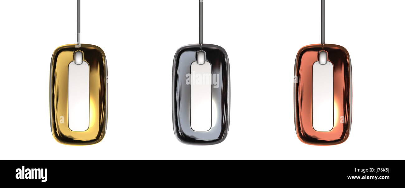 silver three copper mice metallic bronze mouse computer mouse gold PC ...