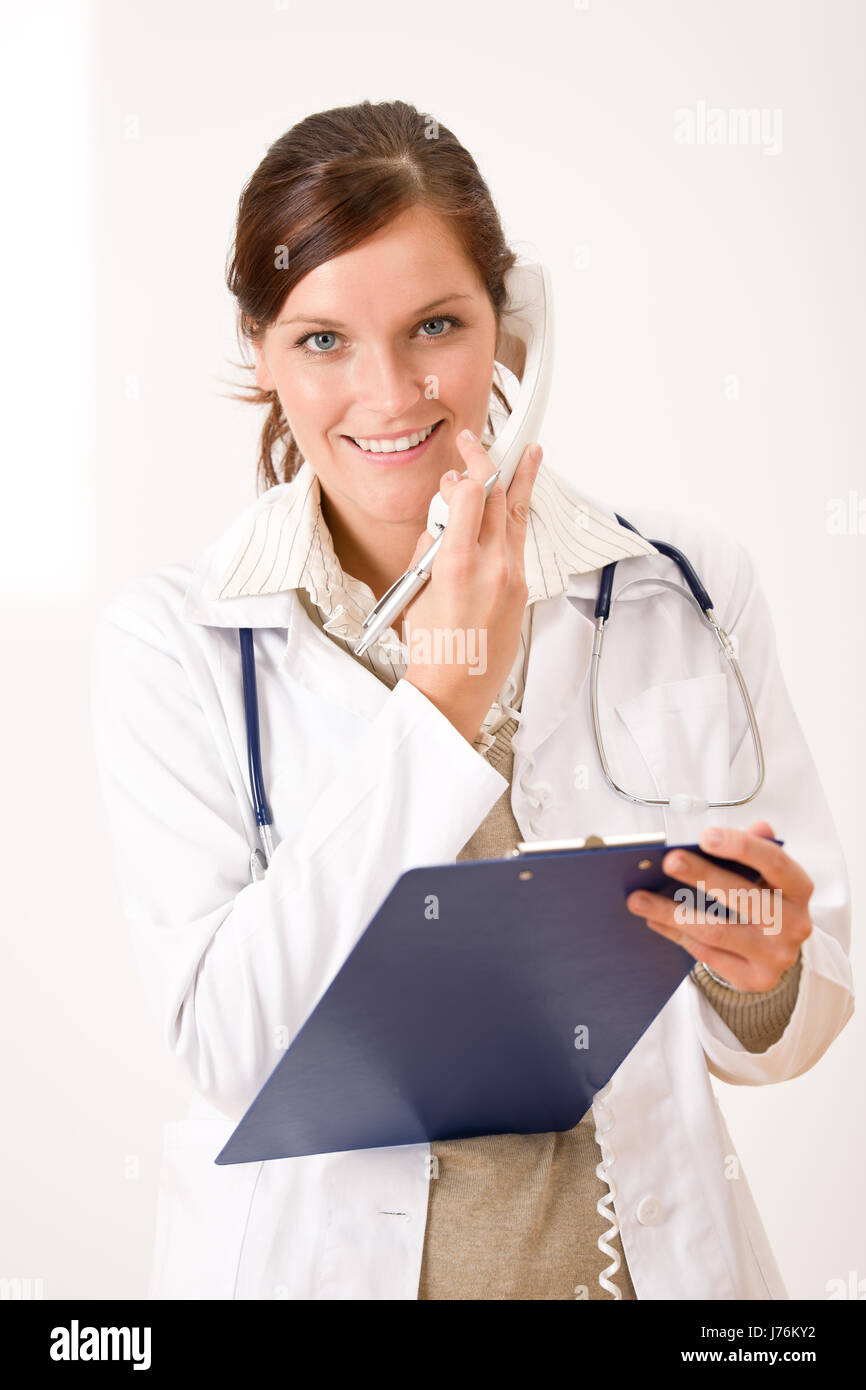 doctor physician medic medical practicioner woman telephone phone ...