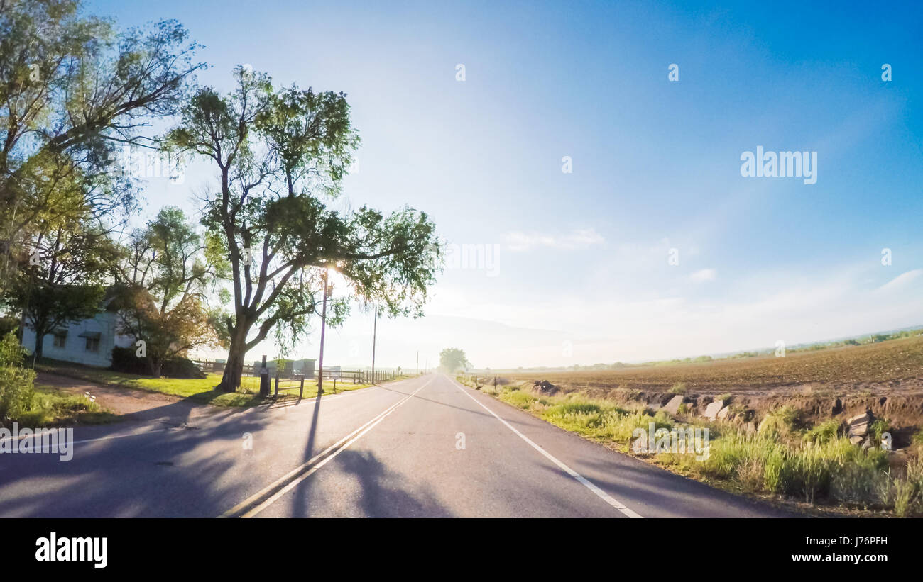 POV point of view - Driving on rural roads in farmland on Midwest Stock ...