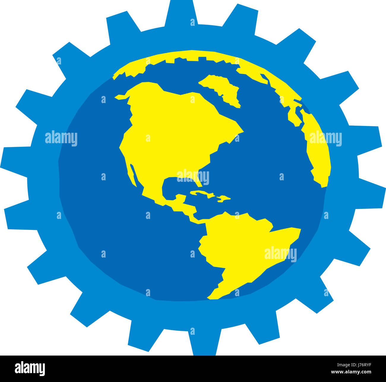illustration gear globe planet earth world pictogram symbol pictograph ...