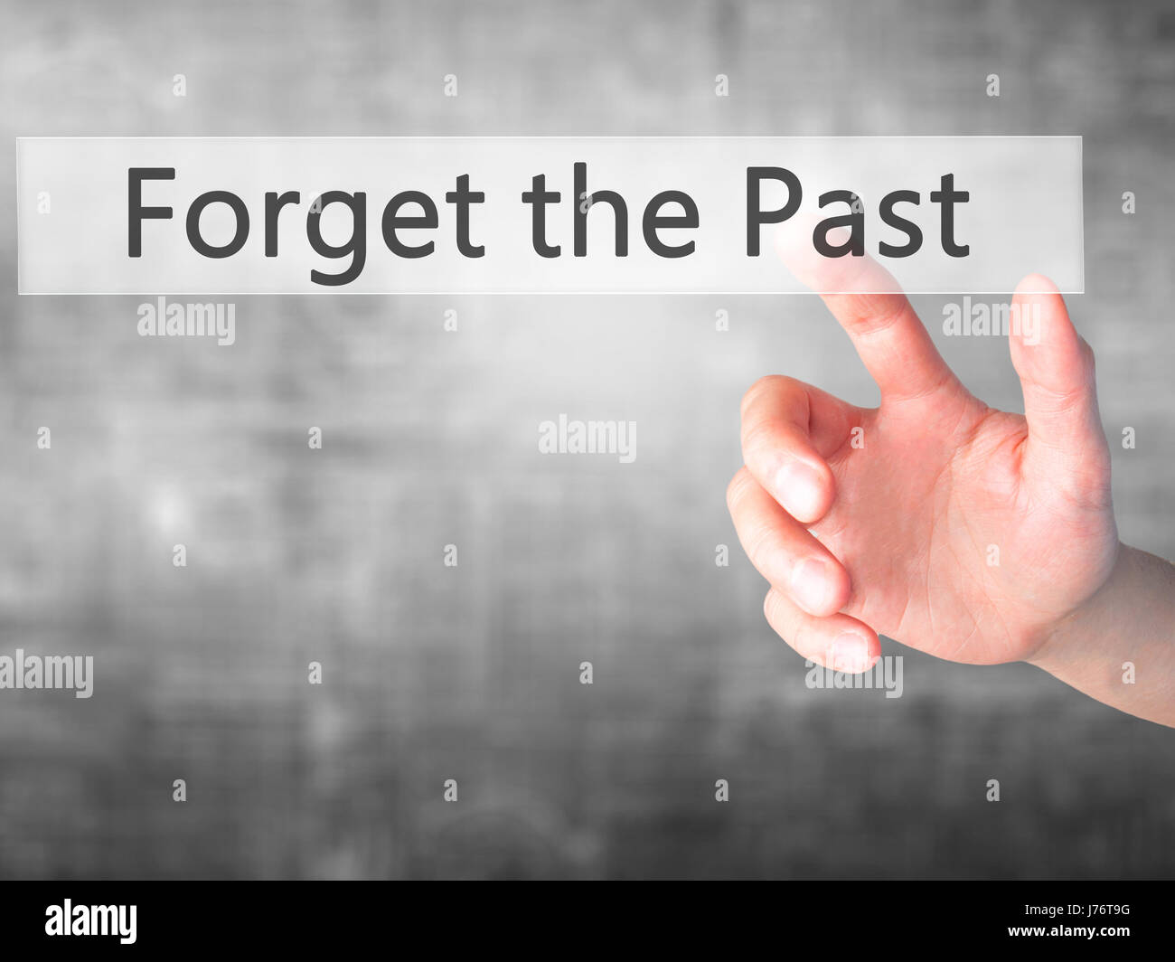 Forget the Past - Hand pressing a button on blurred background concept ...