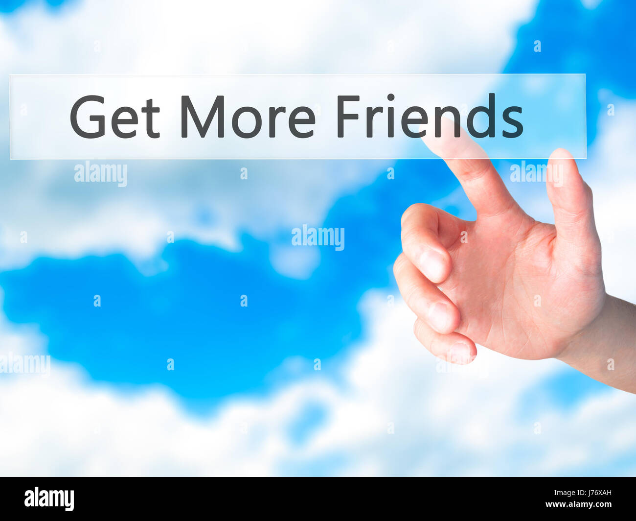 Get More Friends - Hand pressing a button on blurred background concept ...