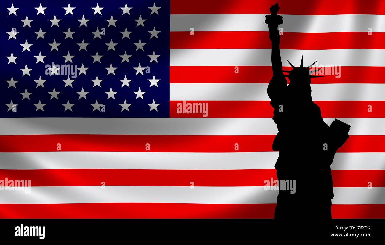 usa flag with statue of liberty Stock Photo - Alamy