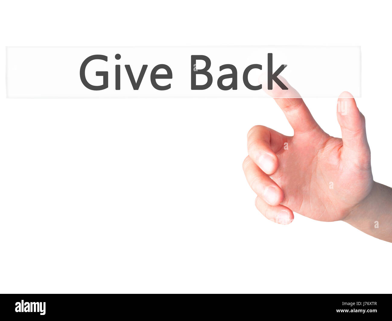Give Back - Hand pressing a button on blurred background concept ...
