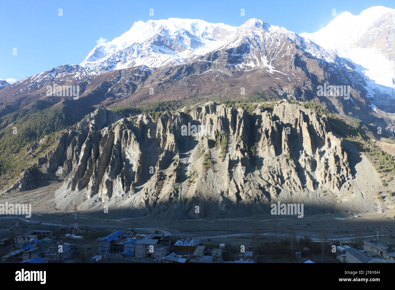 Annapurna himalaya range beautiful mountain Manang Nepal Stock Photo ...