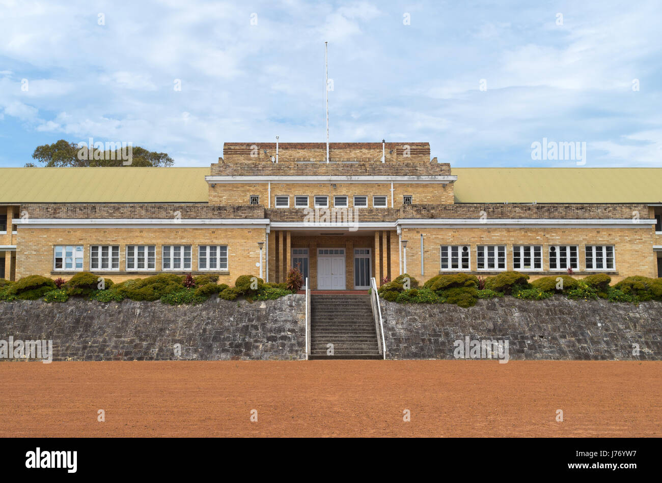 parade grounds and former army barracks building at north fort in north ...