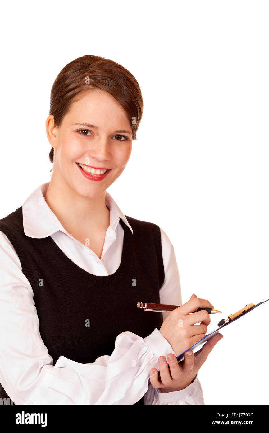 woman check note memo businesswoman career woman write down inventory ...