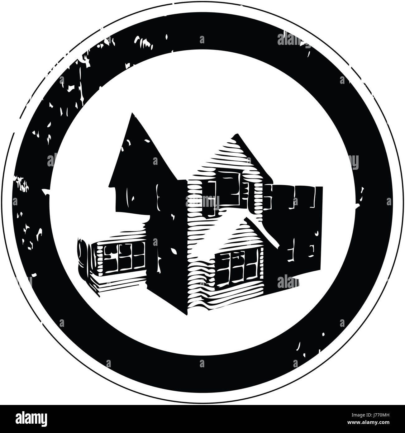 house building wood decor sign old rubber stamp house building emblem ...