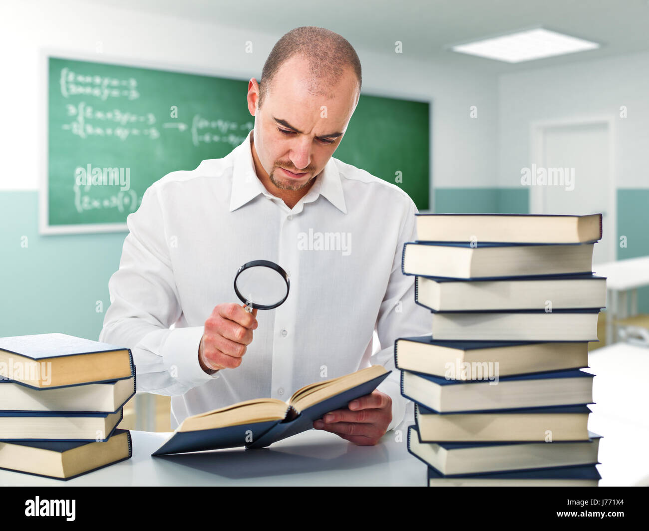 study laptop notebook computers computer magnifier classroom book man ...