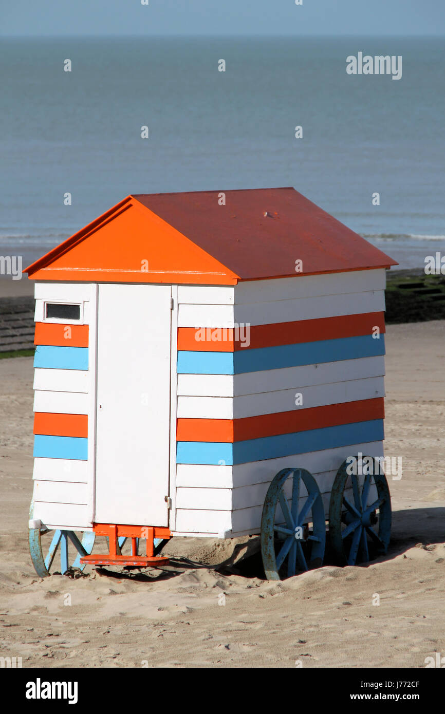 beach seaside the beach seashore belgium changing cubicle locker blue ...