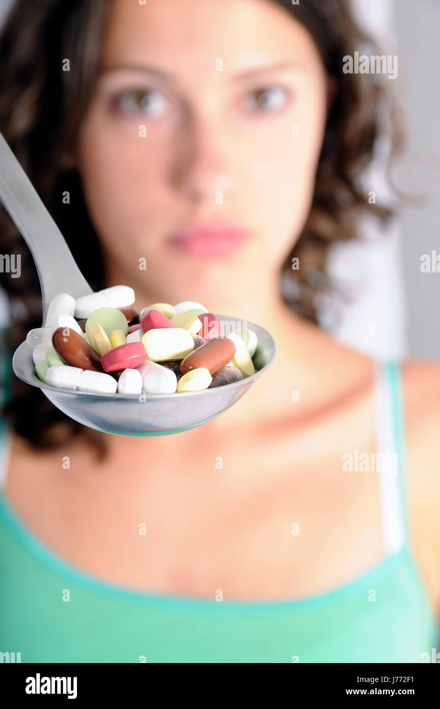 woman pills drugs means agent medicine drug remedy substance medicin ...