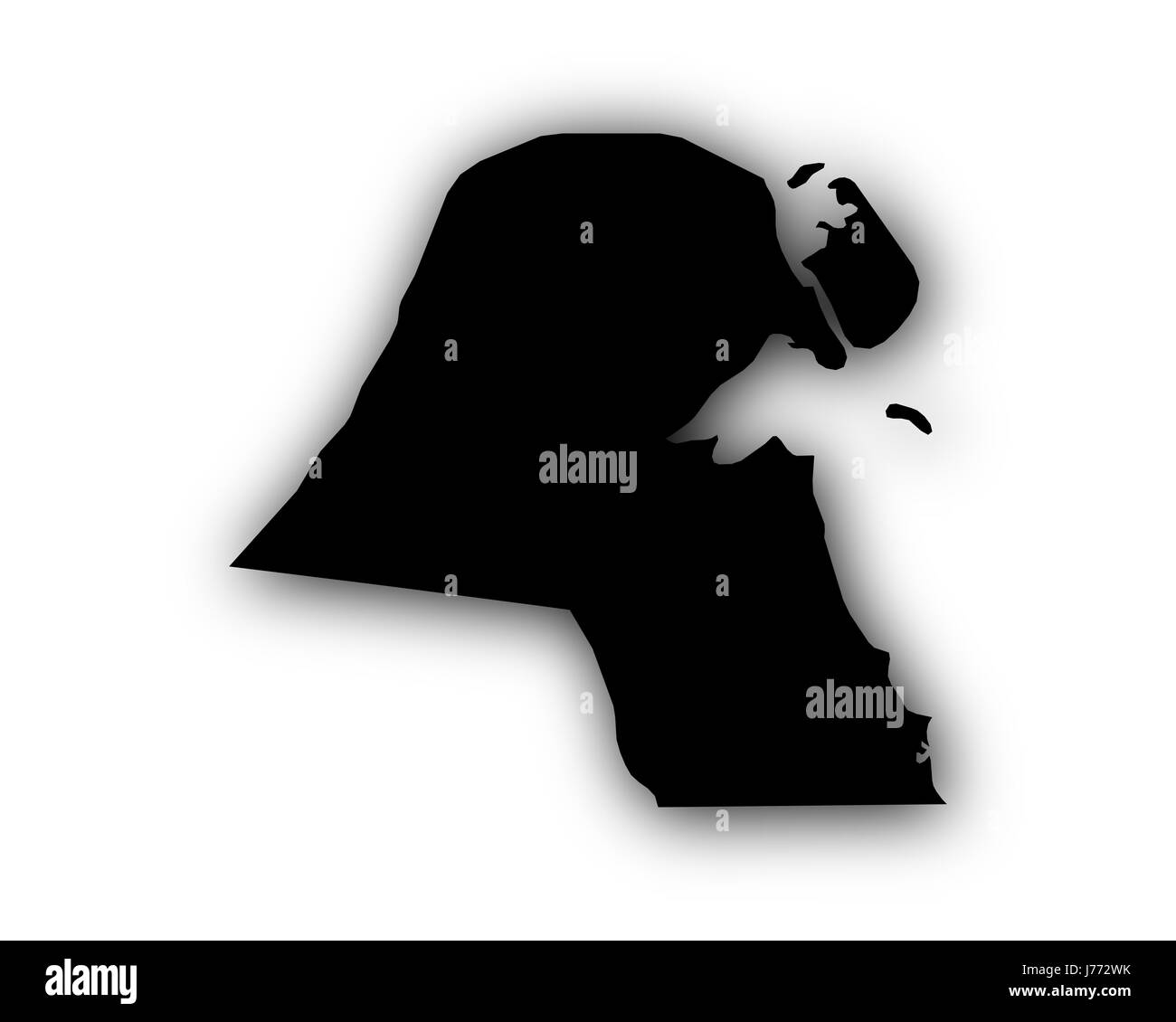 Map of Kuwait with shadow Stock Photo - Alamy