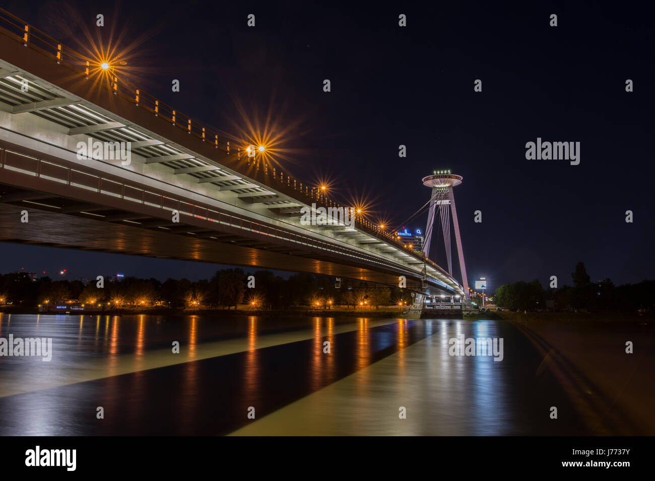 The UFO tower on the Danube bridge in Bratislava Stock Photo - Alamy
