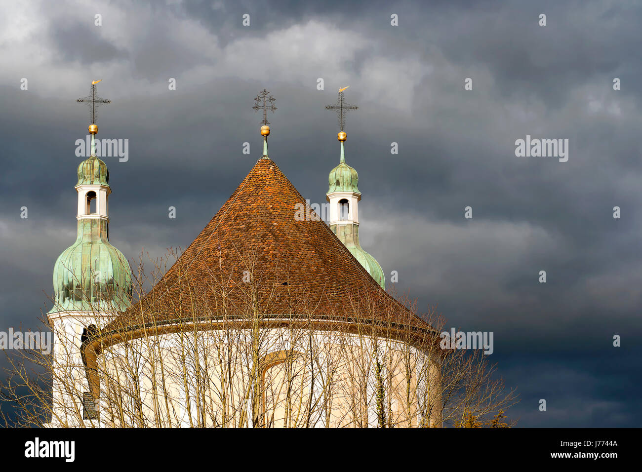 the cathedral of arlesheim from the back Stock Photo - Alamy