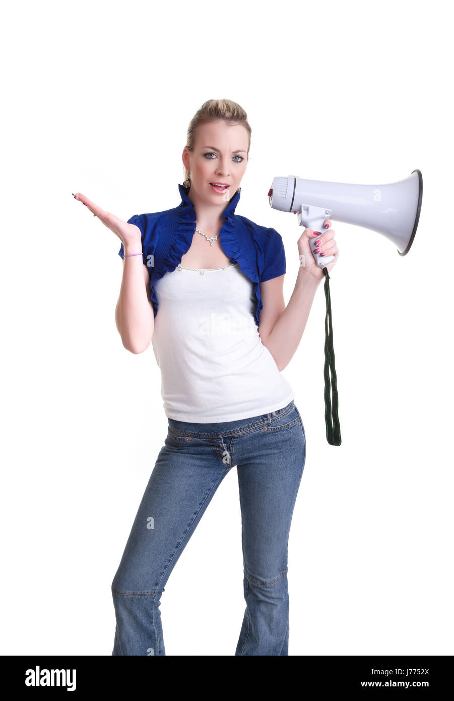 woman isolated female person megaphone girl girls woman talk speaking ...