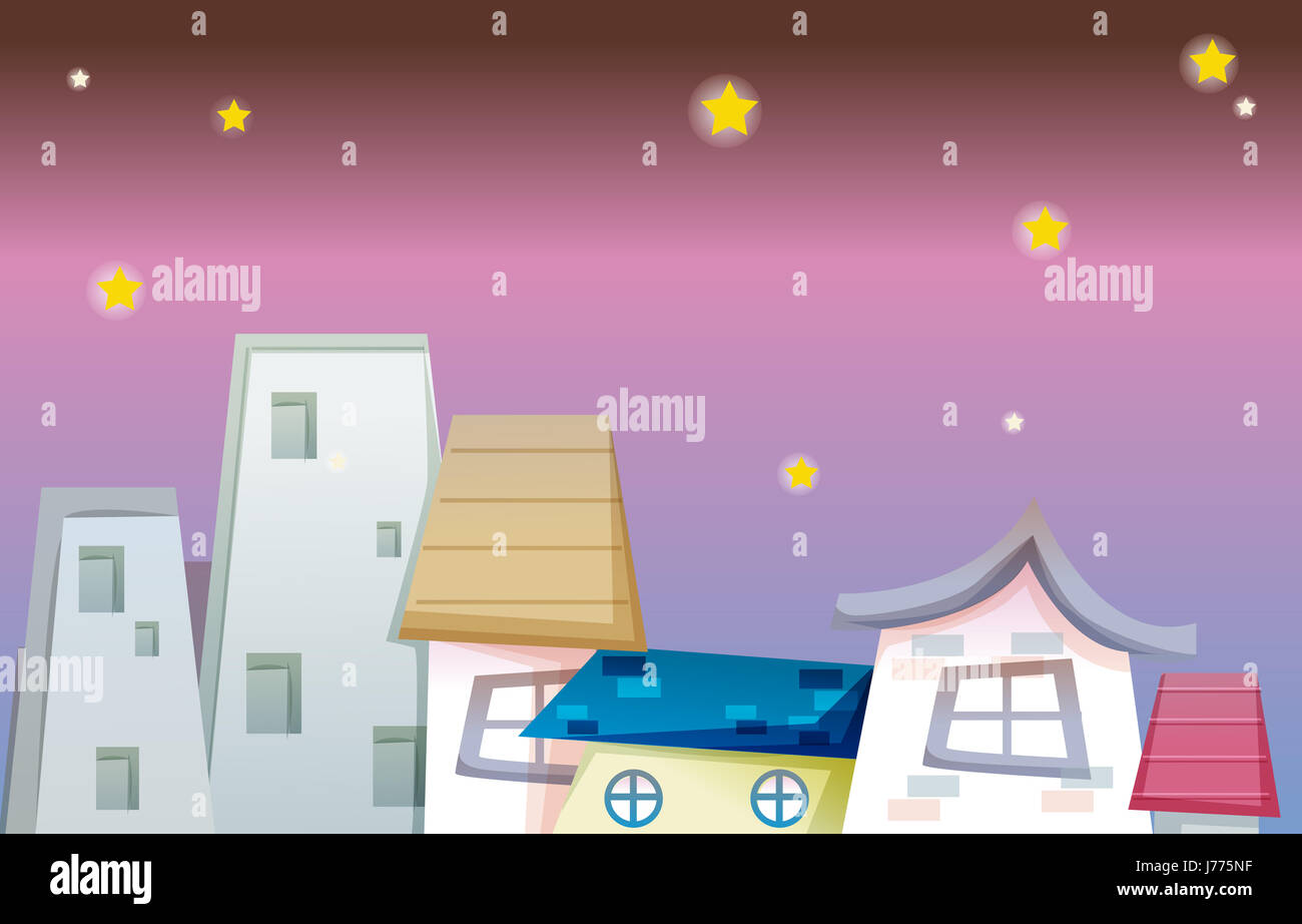 house building night nighttime stars asterisks private blue house ...