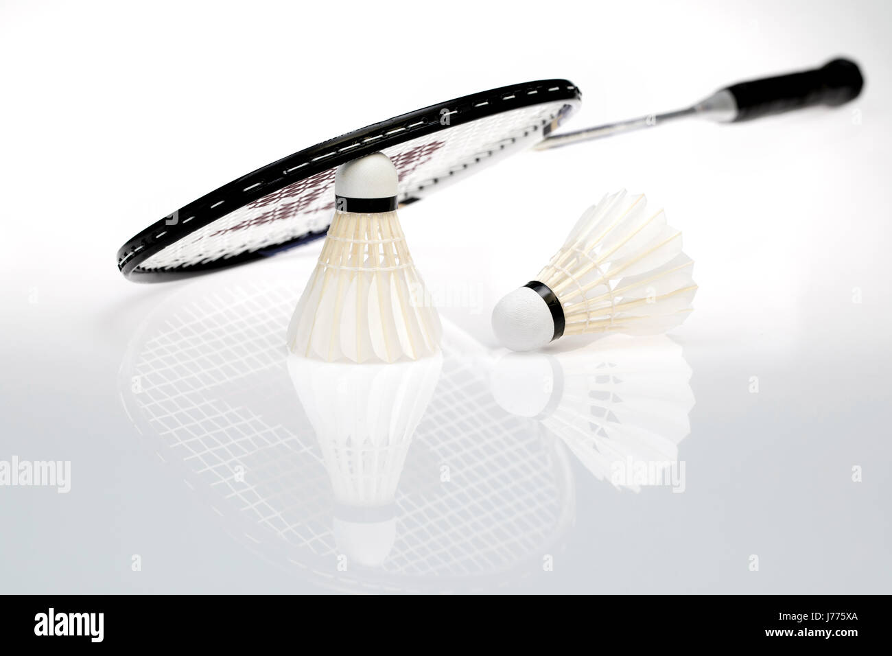badminton equipment on white background Stock Photo - Alamy