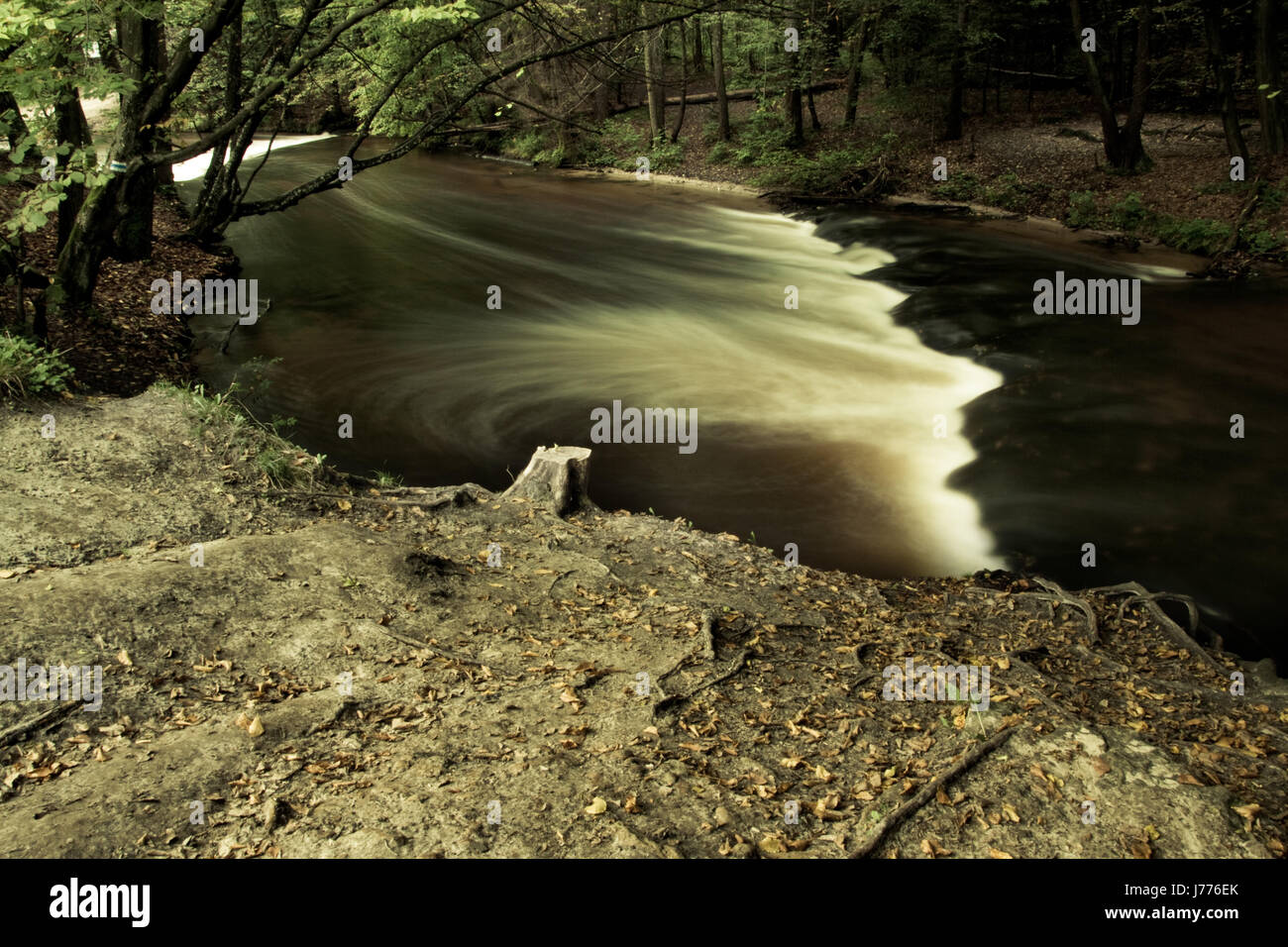 waterfall dark season forest river water fall autumn leaf vintage ...