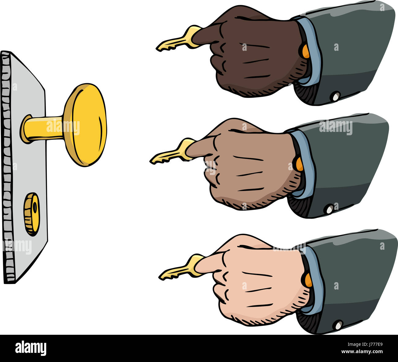 lock hand key insert lock house building hand isolated brown brownish ...