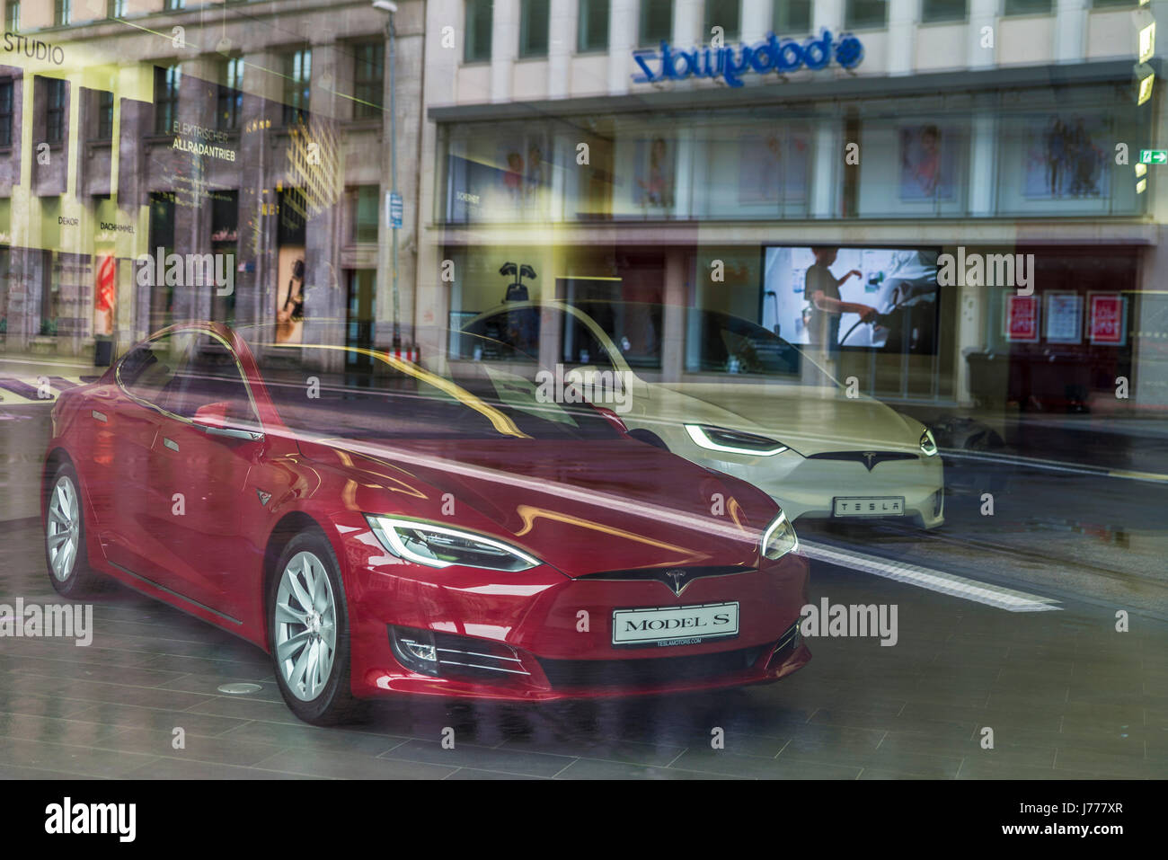 Dusseldorf, Germany - April 16, 2017: Electric car Model S of the Tesla ...