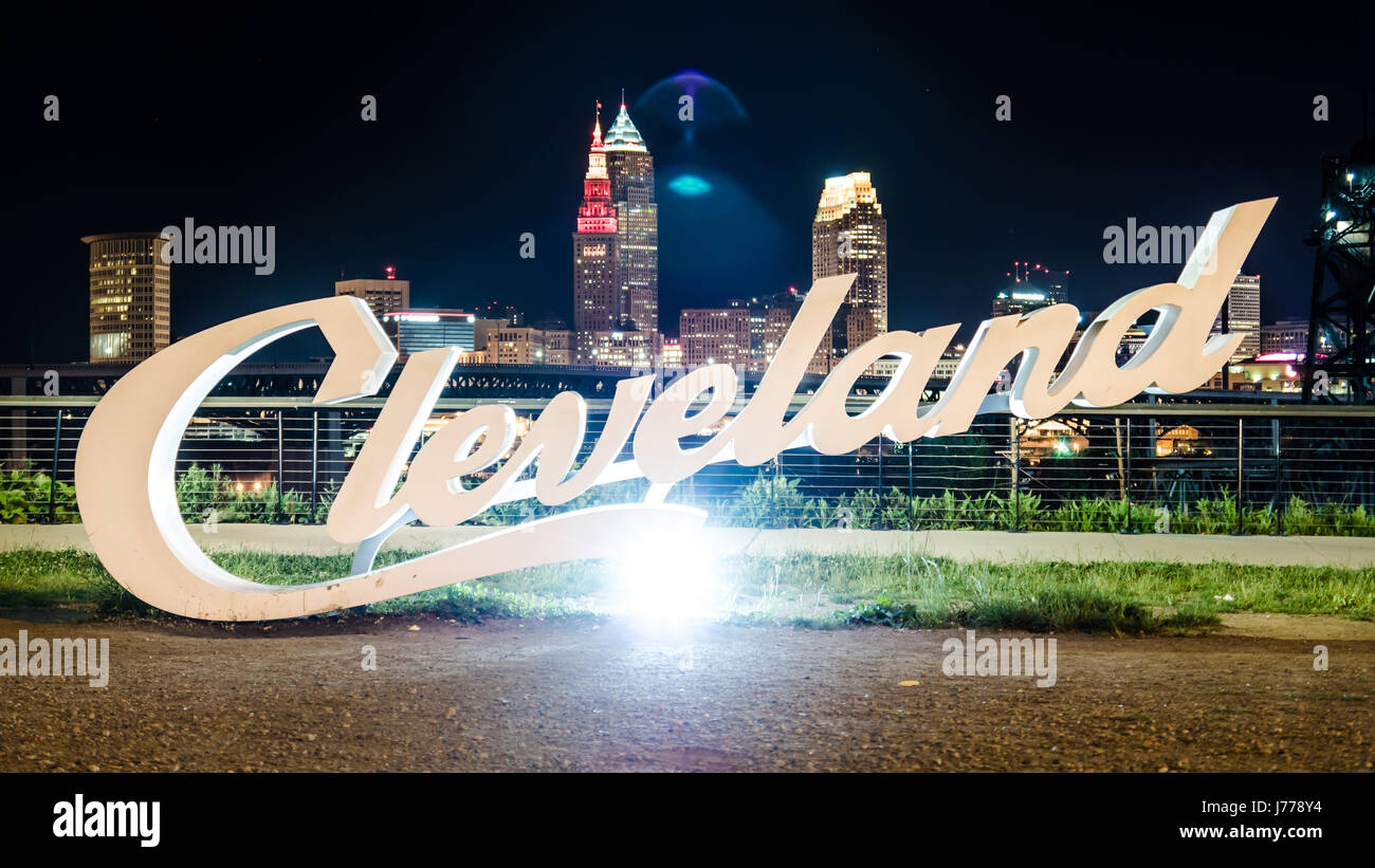 Cleveland Script Sign Stock Photo - Alamy