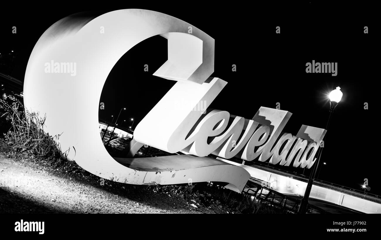 Cleveland Script Sign Stock Photo - Alamy