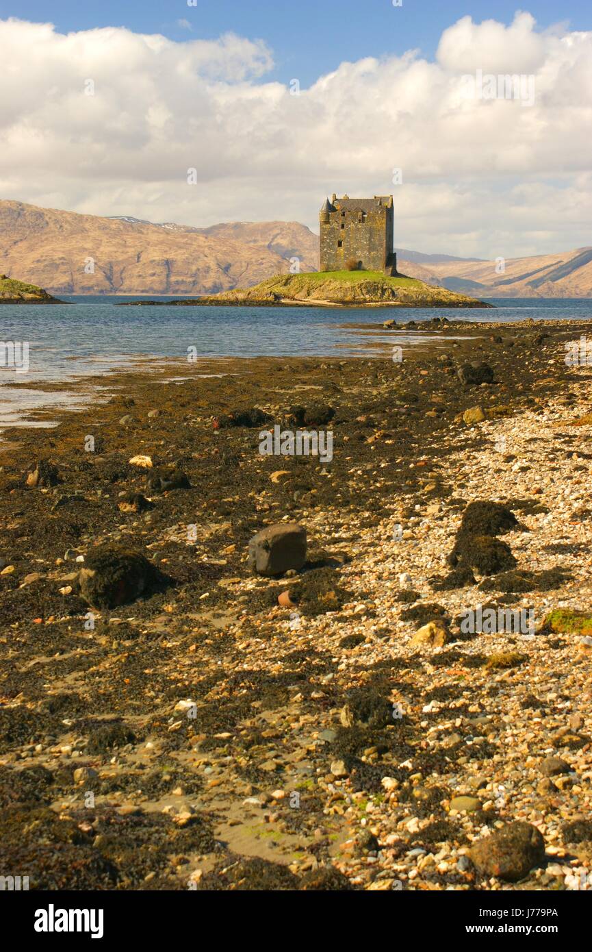 mountains scotland hole salt water sea ocean water chateau castle blue ...