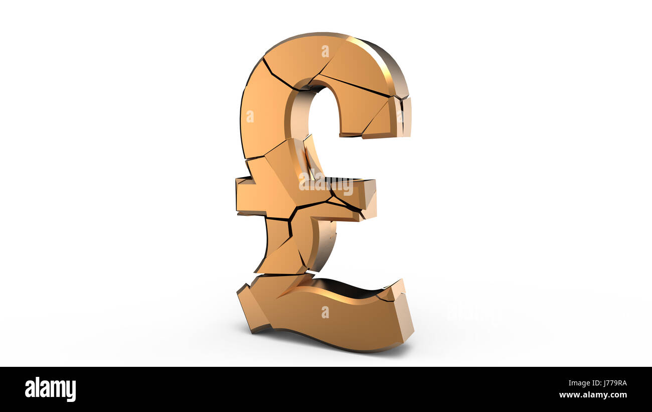 currency broken crisis sign pound bank lending institution stone ...
